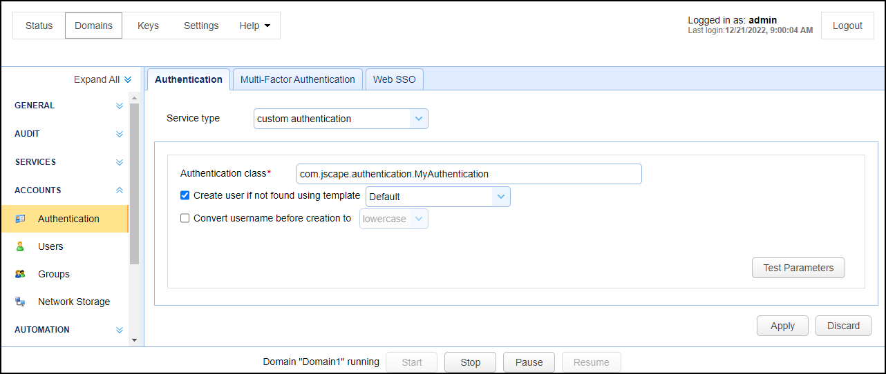 Authenticating using custom authentication API