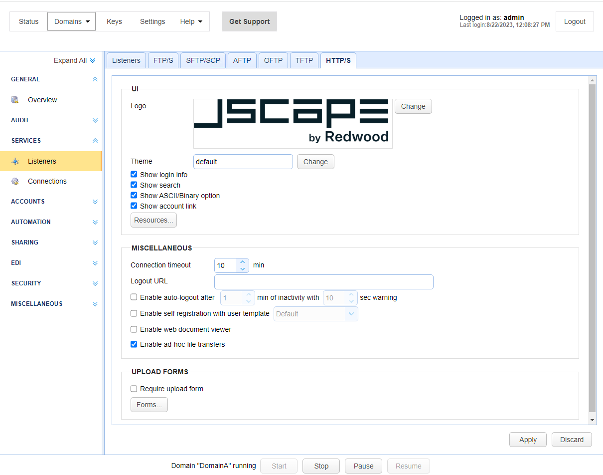Customizing the web interface