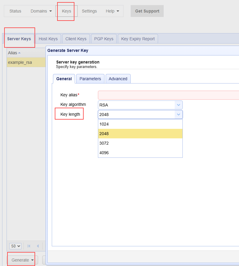 Considerations when generating keys for OFTP2