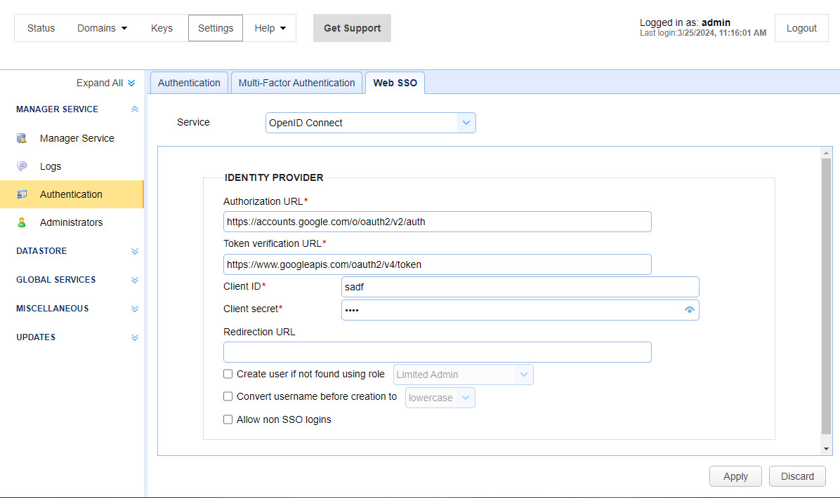 Google example using OpenID Connect