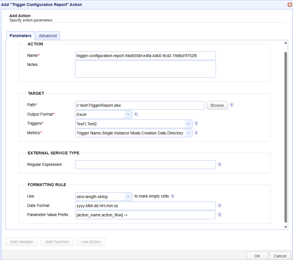 Trigger Configuration Report
