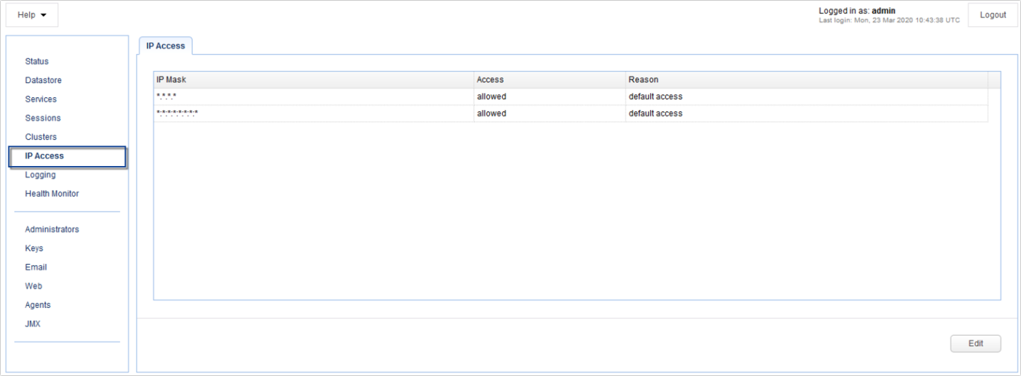 Setting IP based access