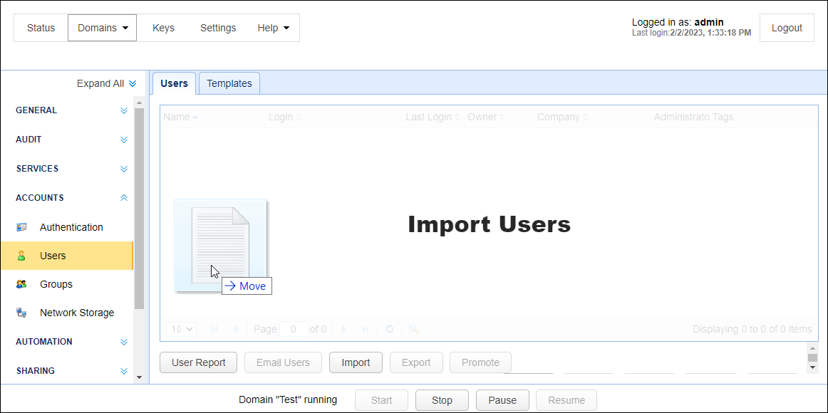 Importing, exporting, and promoting users