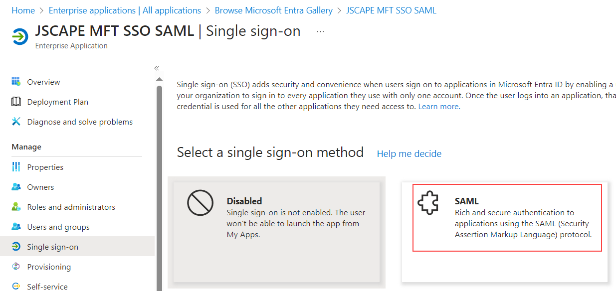 Entra ID Example using SAML
