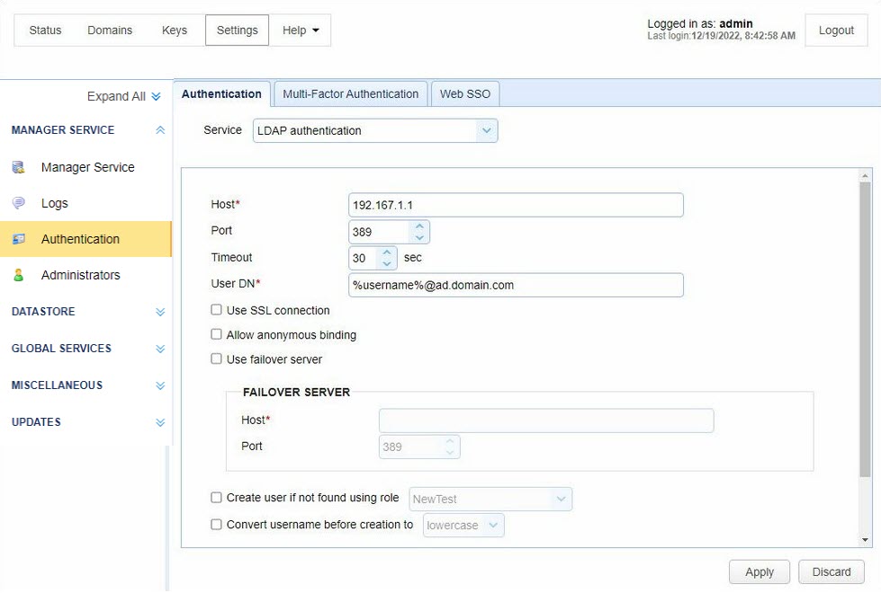 Administrator Authentication