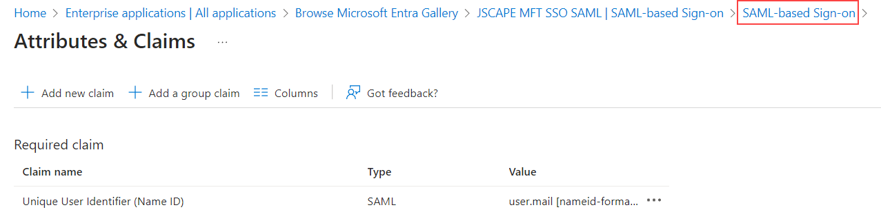 Entra ID Example using SAML